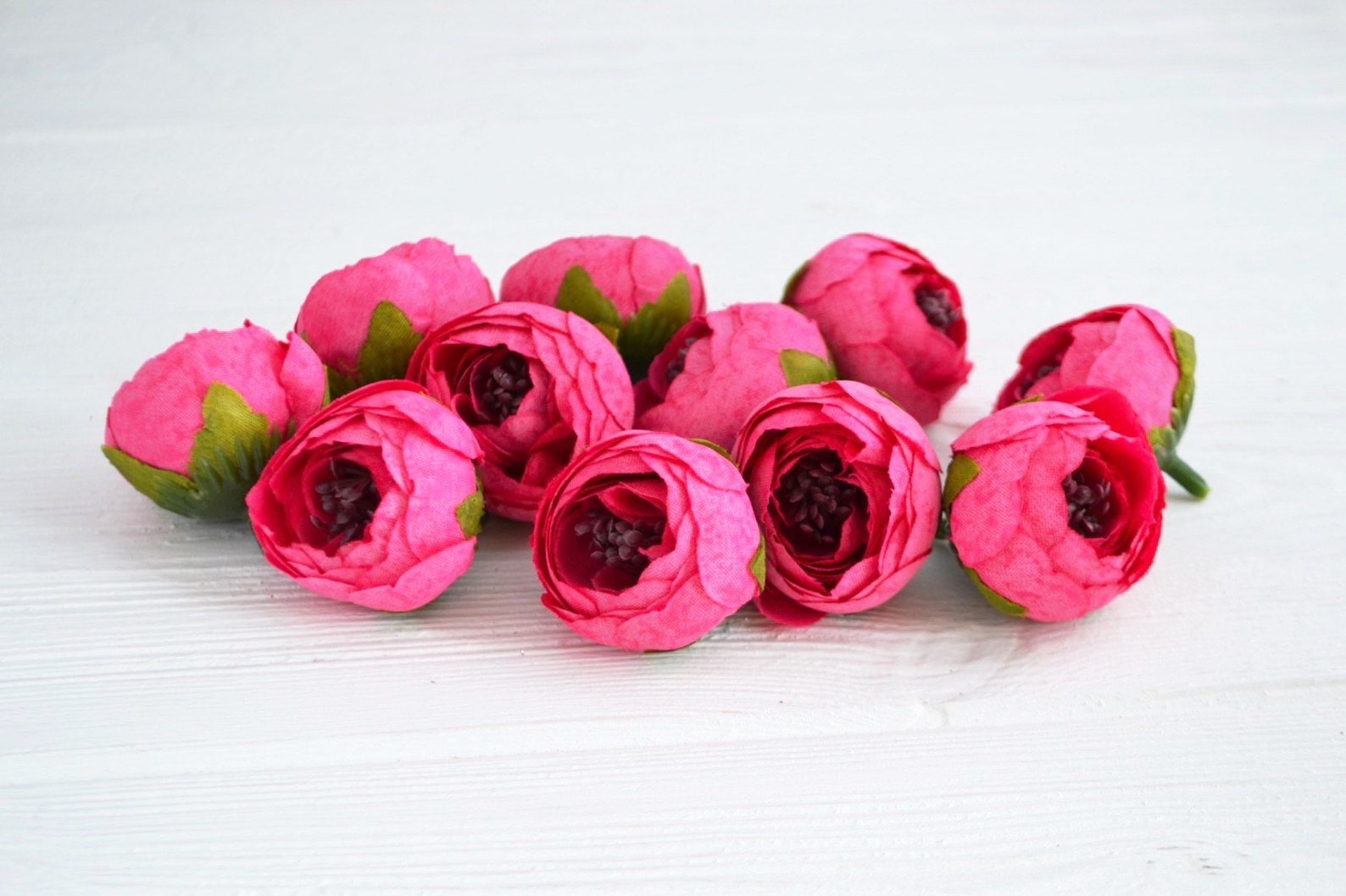 Hot pink silk ranunculus flowers Fake ranunculus Faux flowers | Etsy