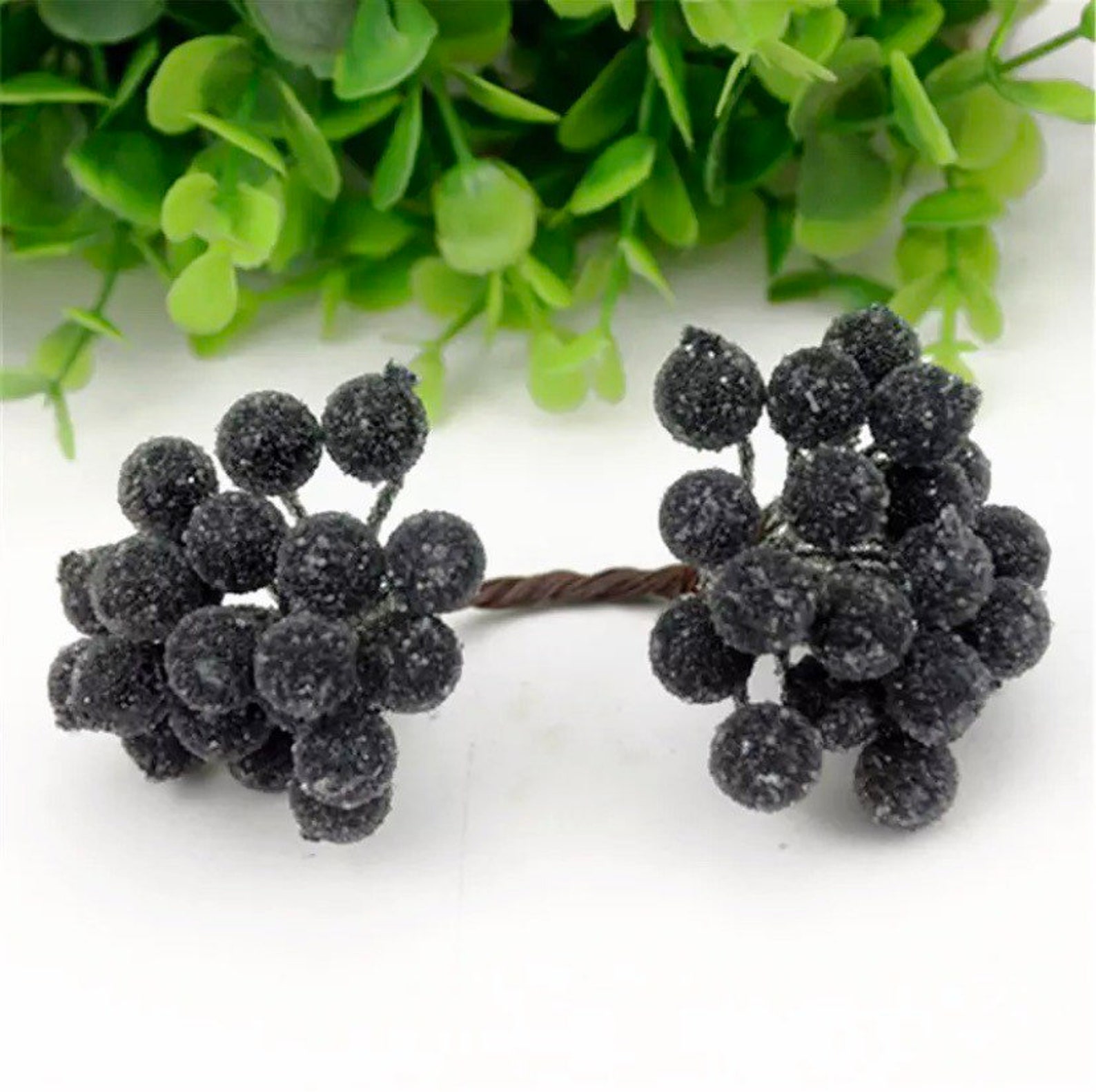 1 Bundle Black Artificial Berries Fake Berry Beaded Berries - Etsy