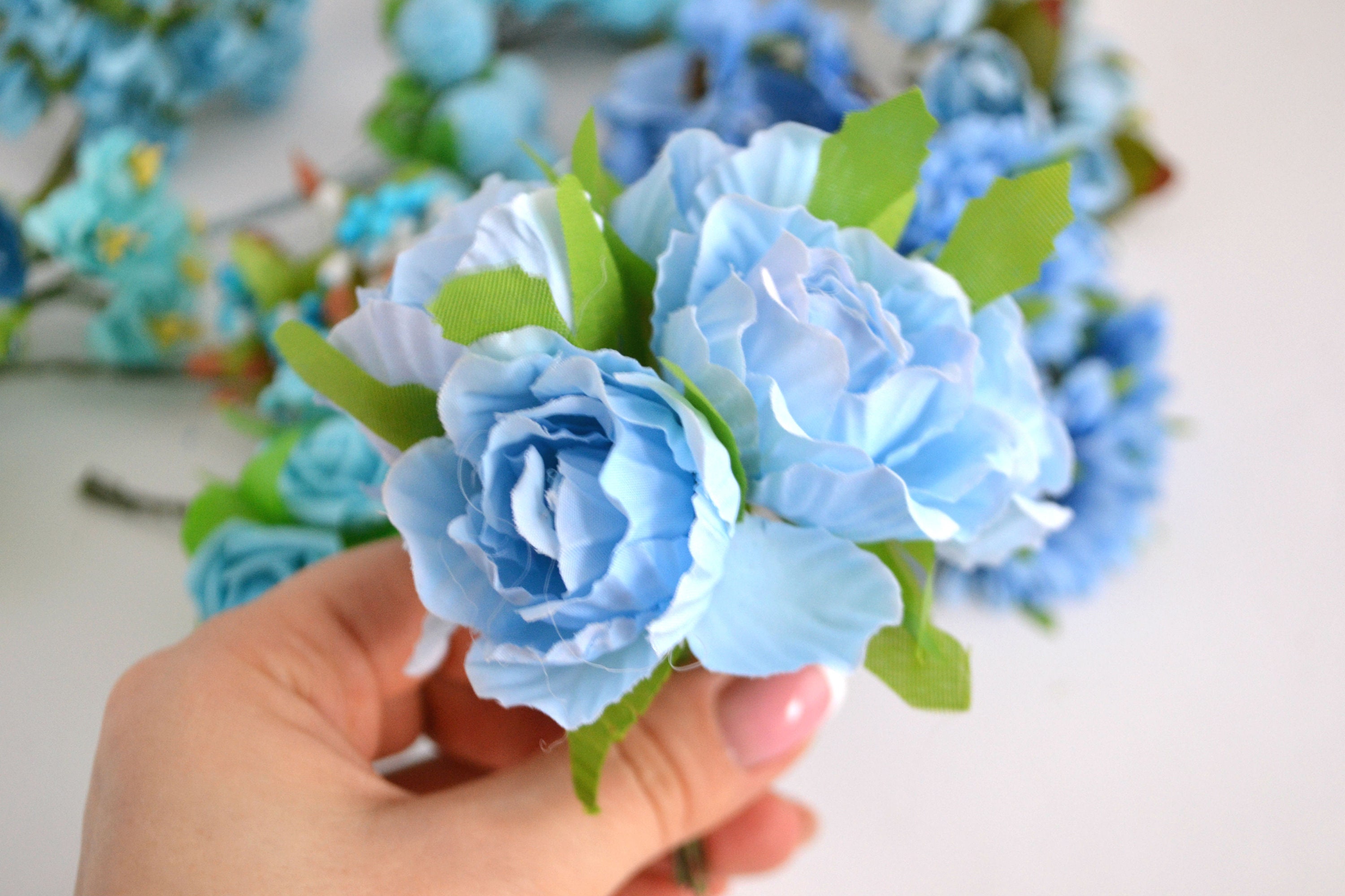 Light Blue Artificial Flowers Set of Mini Bouquets Fake - Etsy