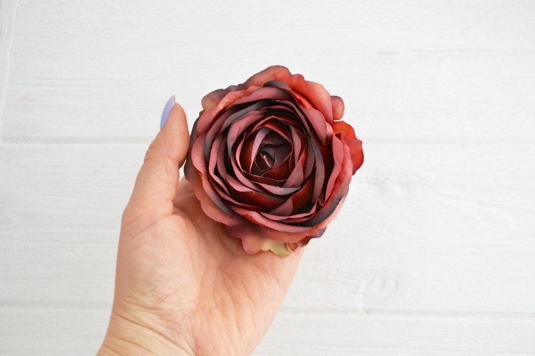 Rust Artificial Rose Head Silk Roses Fake Flowers Faux Rose - Etsy