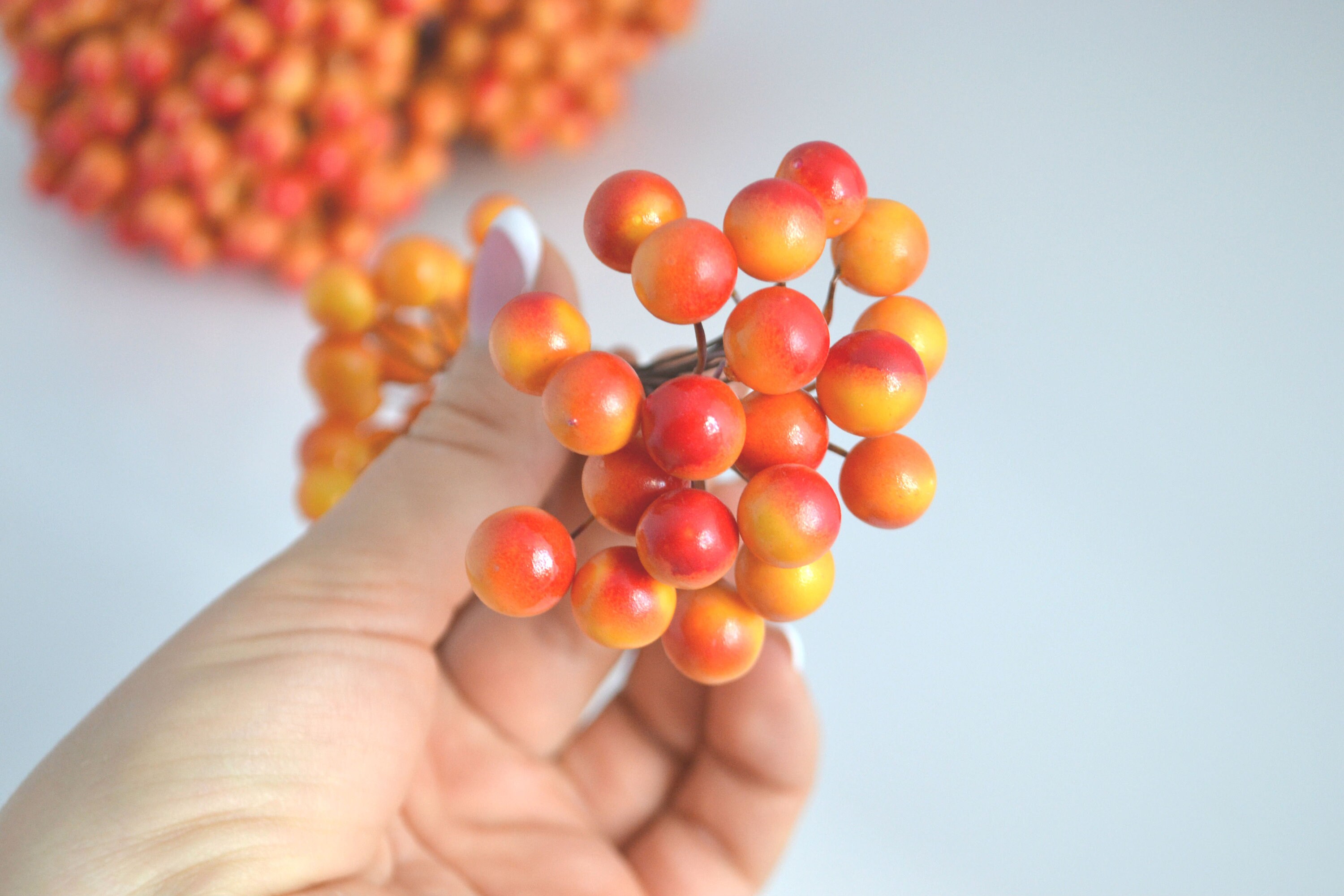 Orange Artificial Berry Fake Berries Faux Fruit Berry Bundles Craft ...
