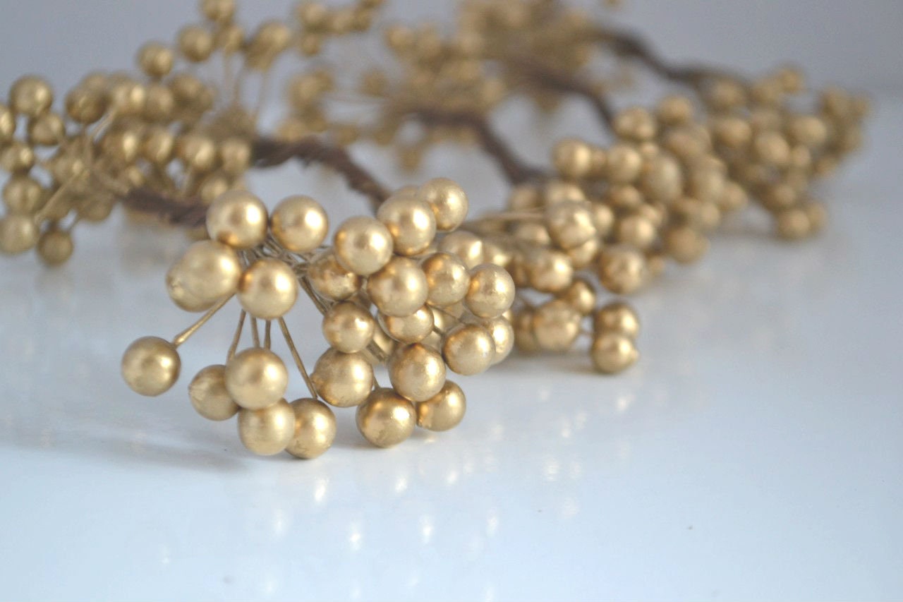 Artificial berry Gold berries Fake berry Faux fruit Berry on | Etsy