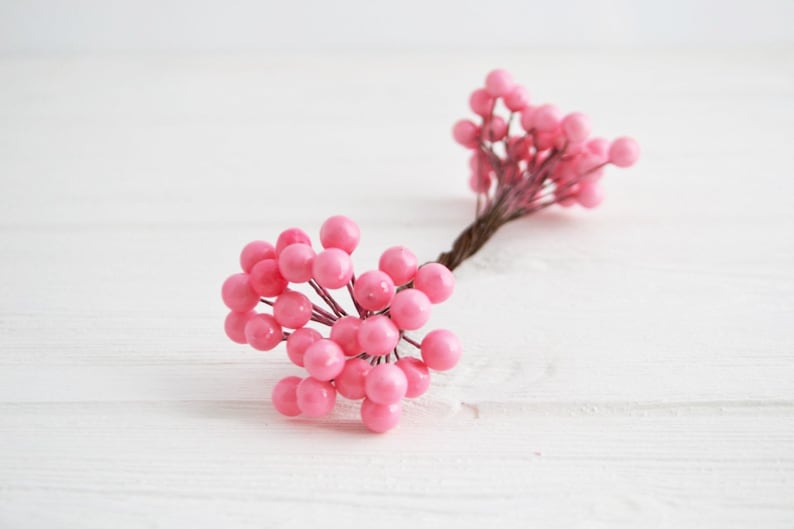 Artificial Berries Pink Berry Berry on Wire Craft Berry Fake | Etsy