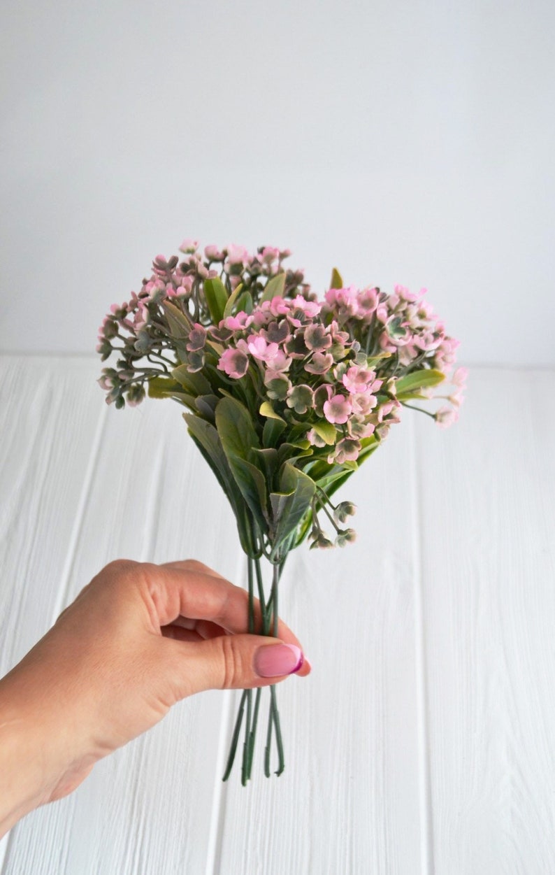 Pink Artificial Flowers 5 Flower Spray Greenery Stems With - Etsy
