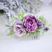 Purple Flower Comb Winter Hair Comb Winter Floral Comb Christmas Comb ...