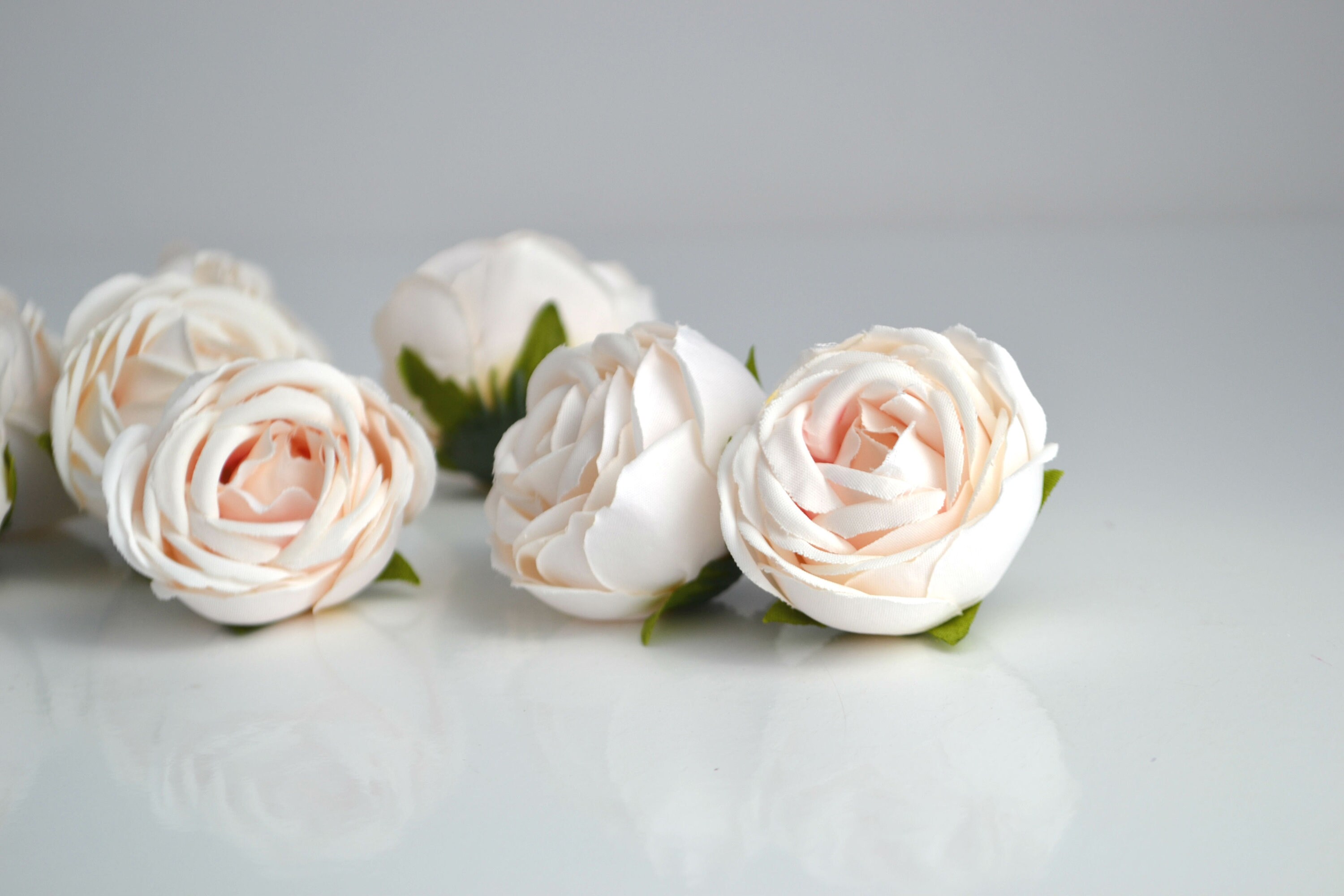 White Pink Silk Roses Small Flowers Fake Rose Flower Heads - Etsy