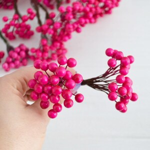 Artificial Berries Hot Pink Berry Fake Berry Faux Fruit Berry Bunch ...