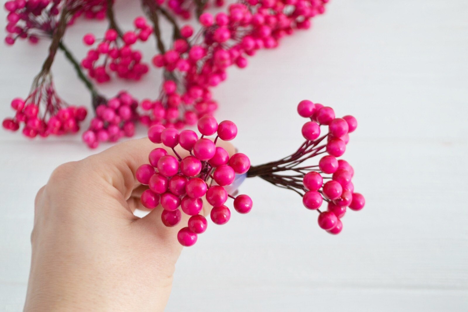 Artificial Berries Hot Pink Berry Fake Berry Faux Fruit Berry - Etsy