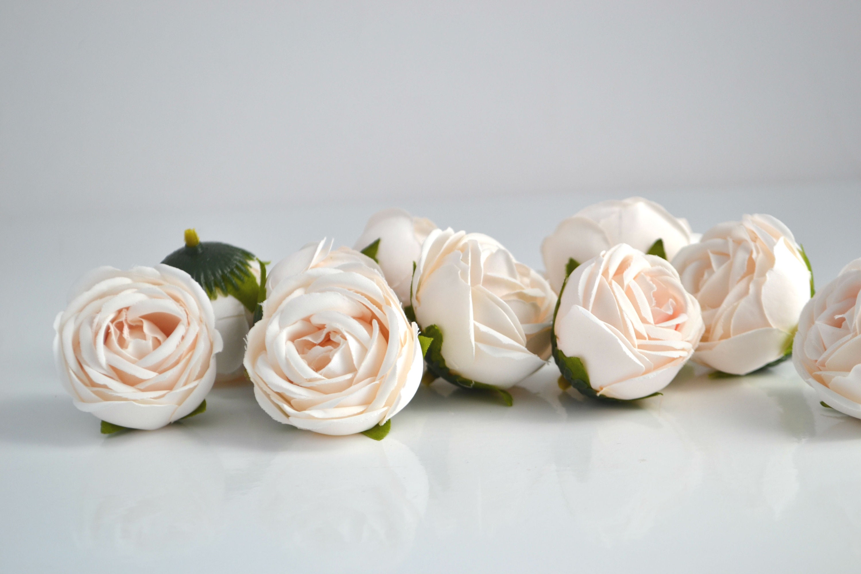 White Pink Silk Roses Small Flowers Fake Rose Flower Heads - Etsy