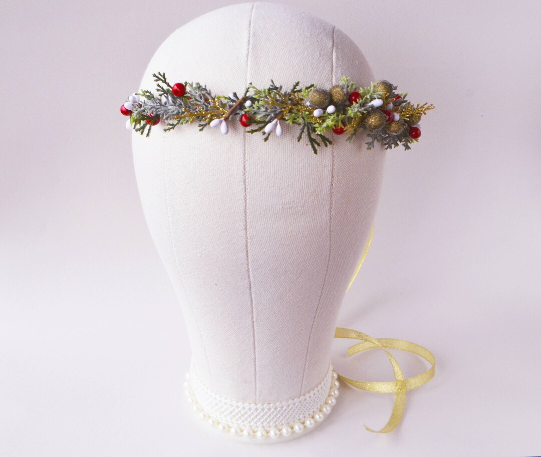 Winter Berry Crown Christmas Hair Wreath Winter Wedding Headband ...