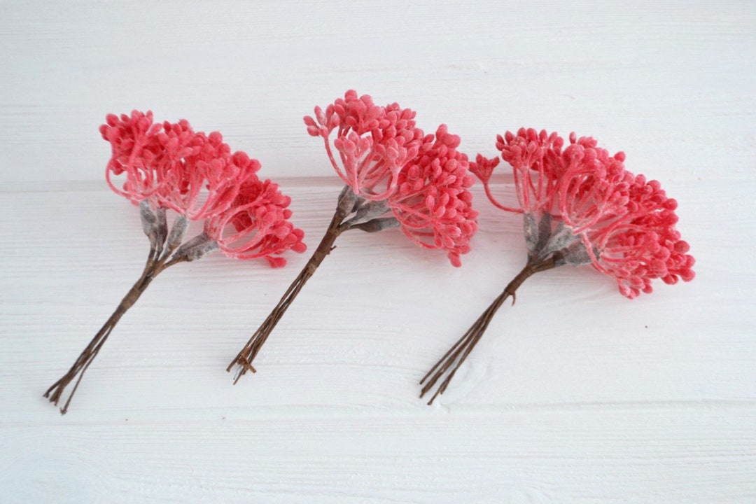 3 Bundles Coral Artificial Berry Fake Berry Floral Filler Craft Berry ...