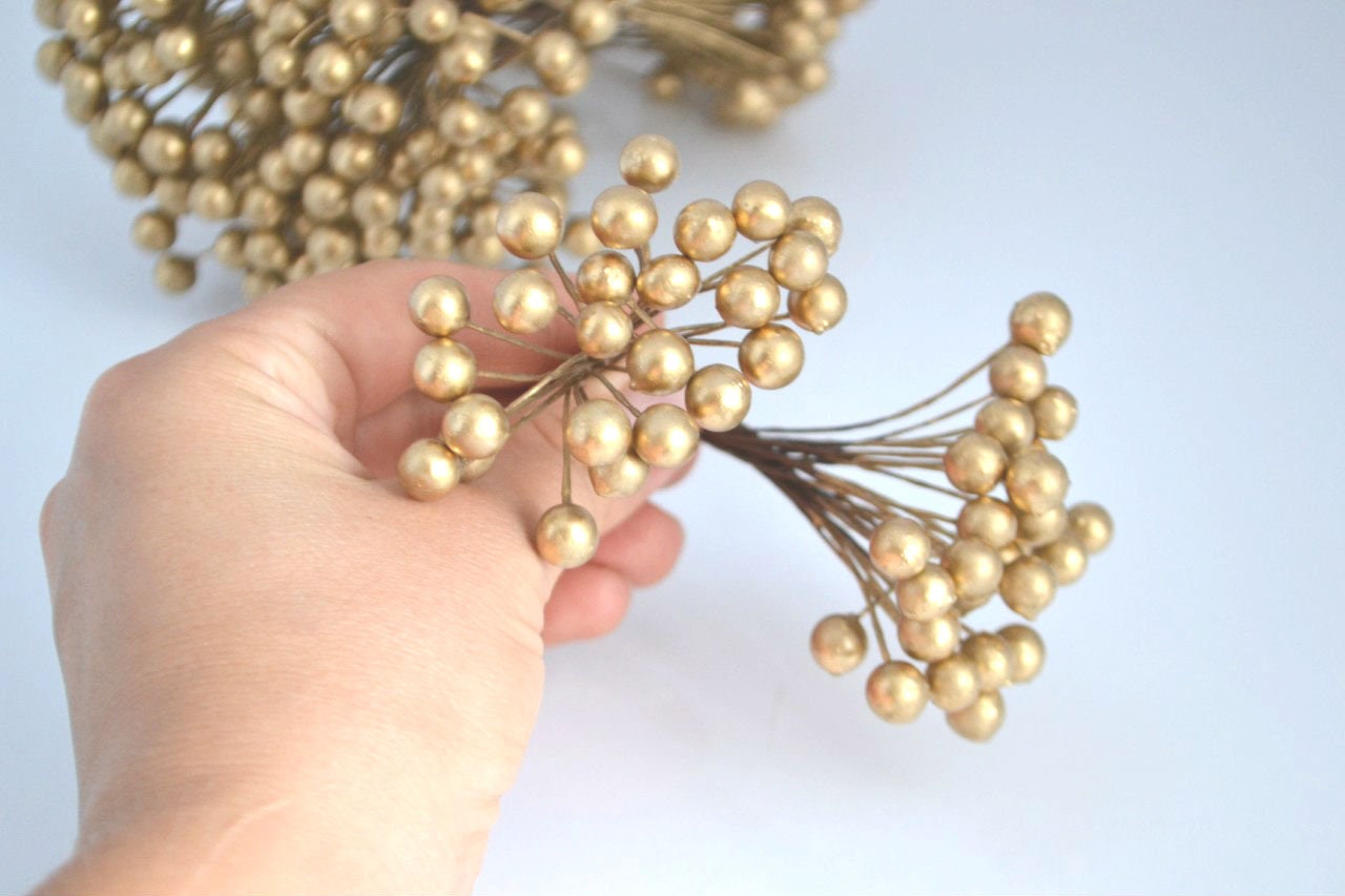 Artificial berry Gold berries Fake berry Faux fruit Berry on | Etsy