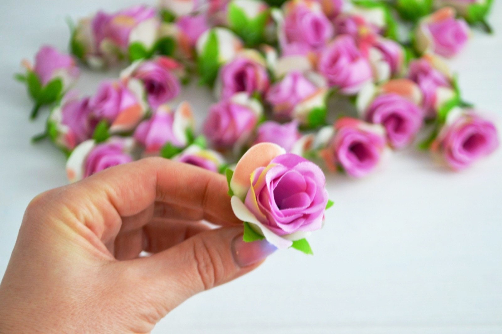 5 Pieces Little Artificial Rose Heads Light Purple Silk Roses - Etsy