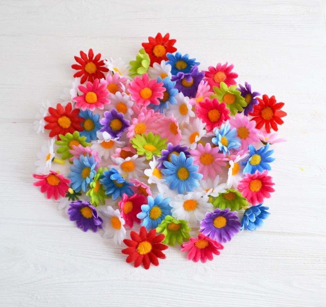 50 Pieces Mini Artificial Daisy Mixed Colors Small Flowers Fake Daisy ...