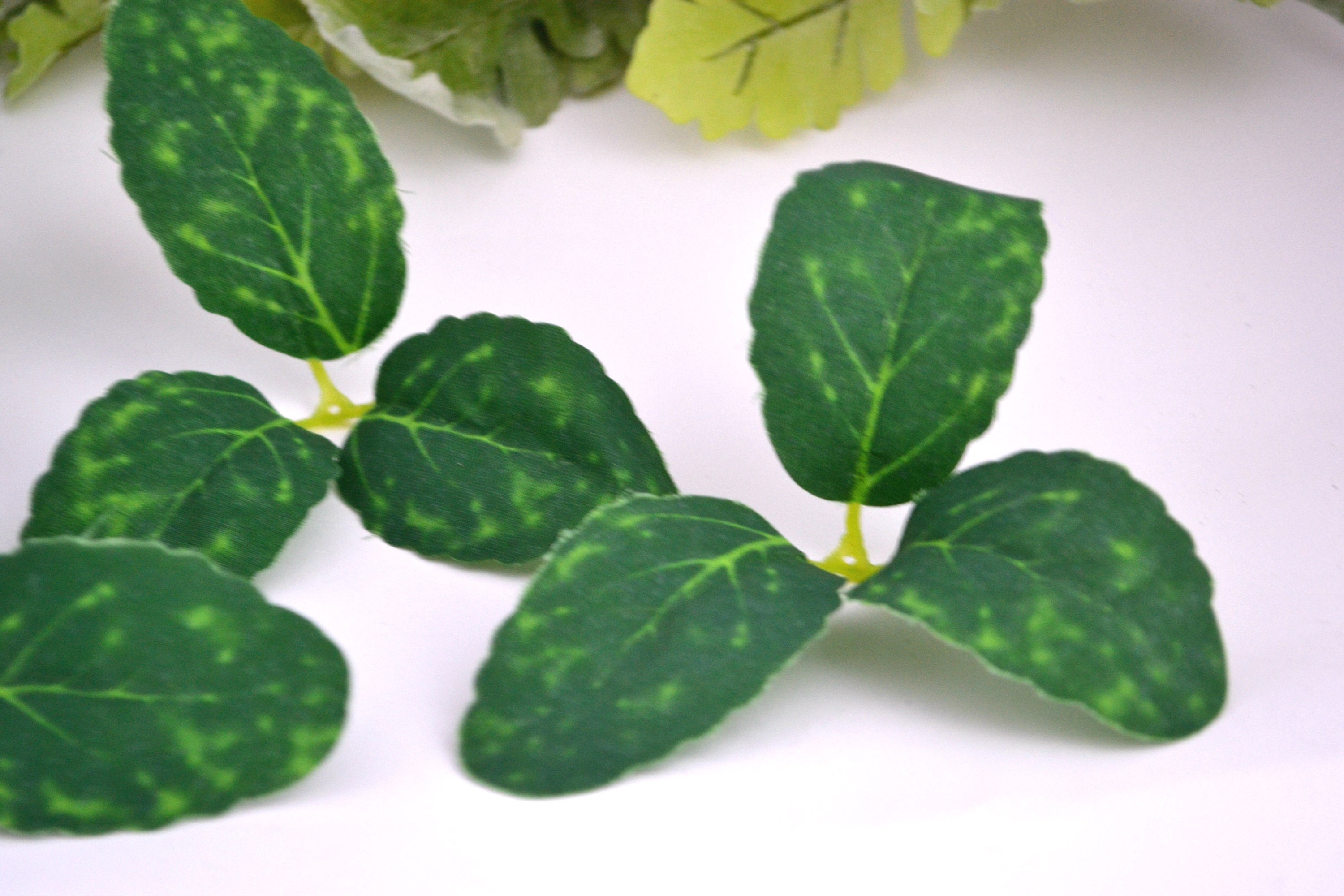 5 pcs triple Artificial leaves Faux green leaves Fake | Etsy