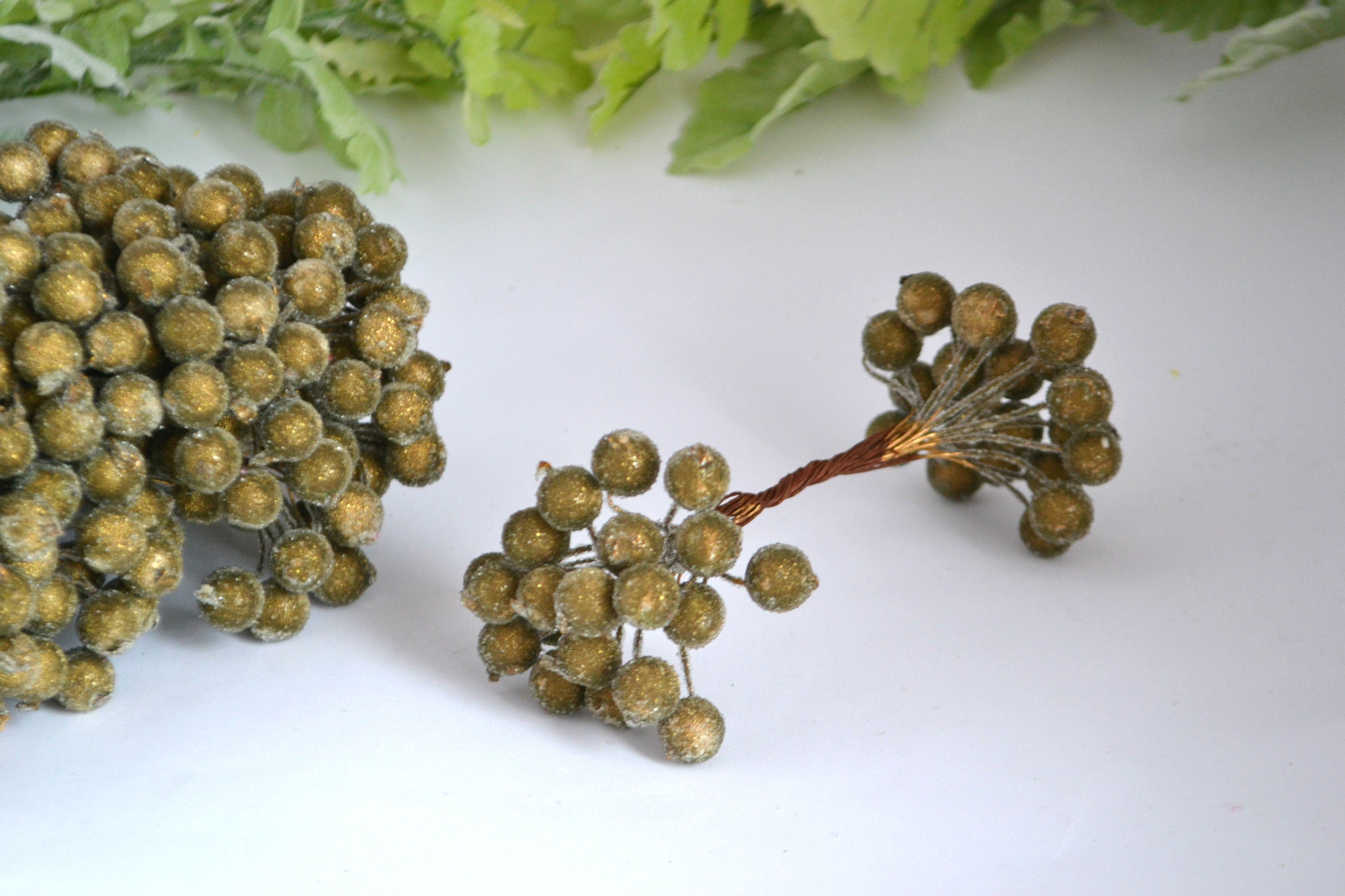 Artificial beaded berry Khaki faux berry Small berry Millinery | Etsy