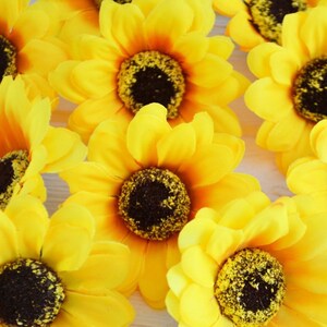 10 Yellow Fake Sunflowers Artificial Sunflower Faux Flowers Summer ...