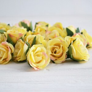 25 Yellow mini artificial roses Fake rose Silk flowers Small | Etsy