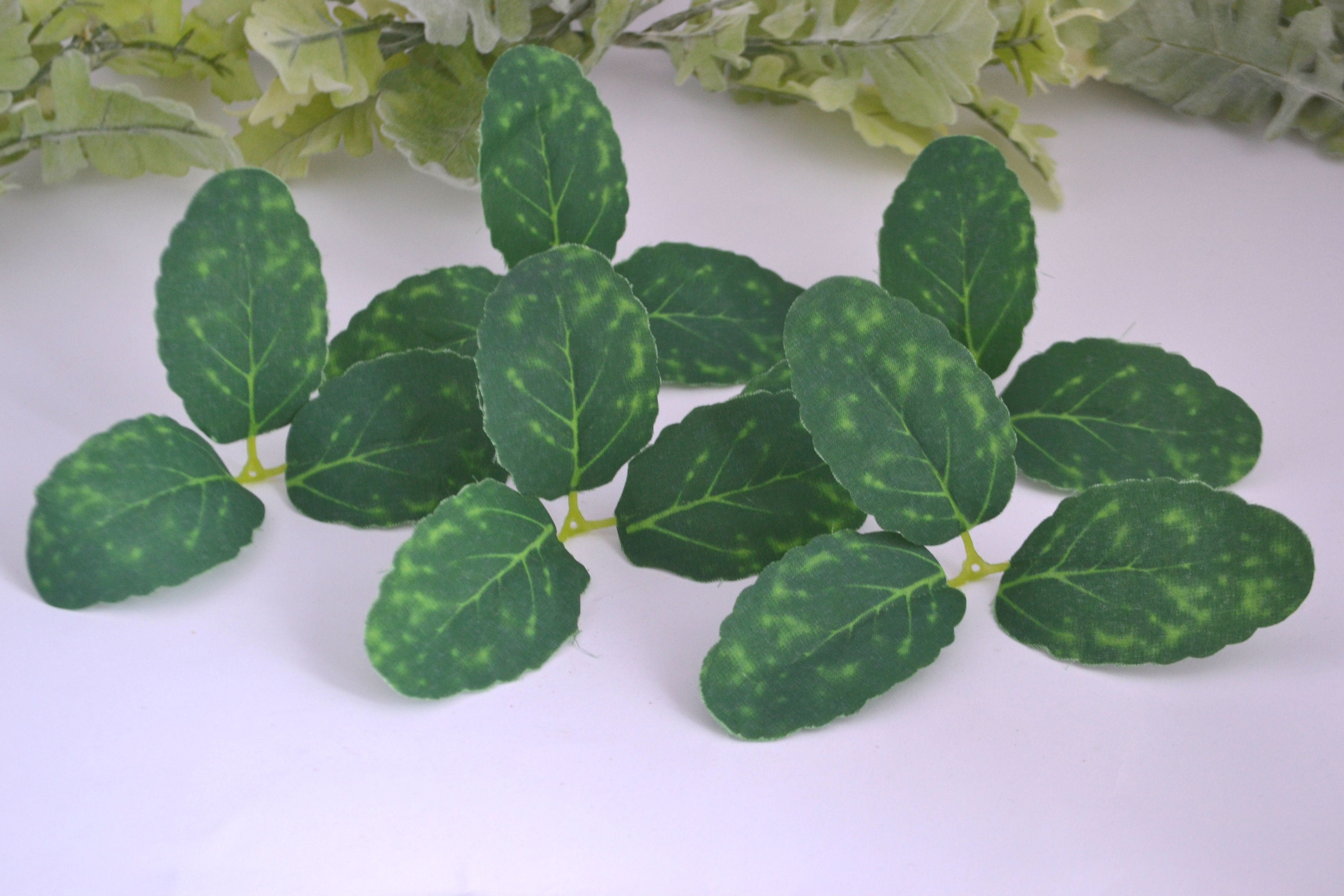 5 Pcs Triple Artificial Leaves Faux Green Leaves Fake - Etsy