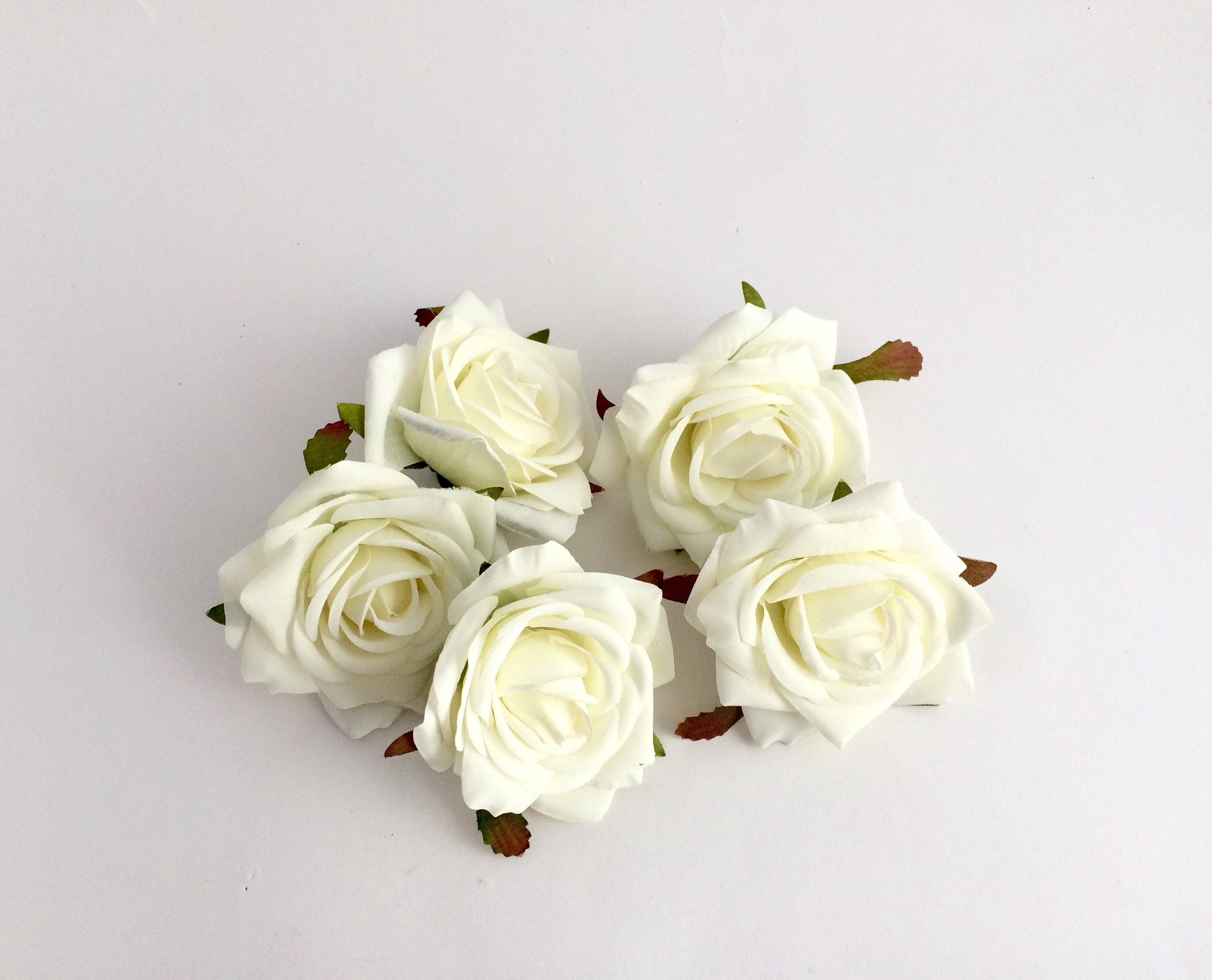 White silk rose head Artificial roses Faux roses Fake flowers | Etsy