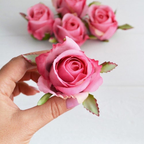 Artificial Small Roses Ivory/pink Flowers Fake Rose Faux - Etsy