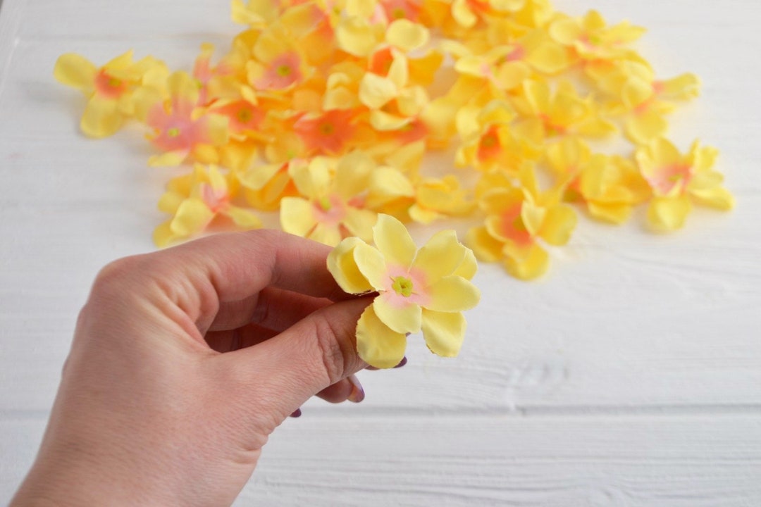 Yellow Hydrangea Blossoms, 30 Pieces Mini Flower, Silk Hydrangea, Fake ...