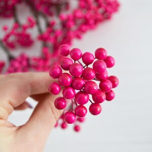 Artificial Berries Hot Pink Berry Fake Berry Faux Fruit Berry Bunch ...