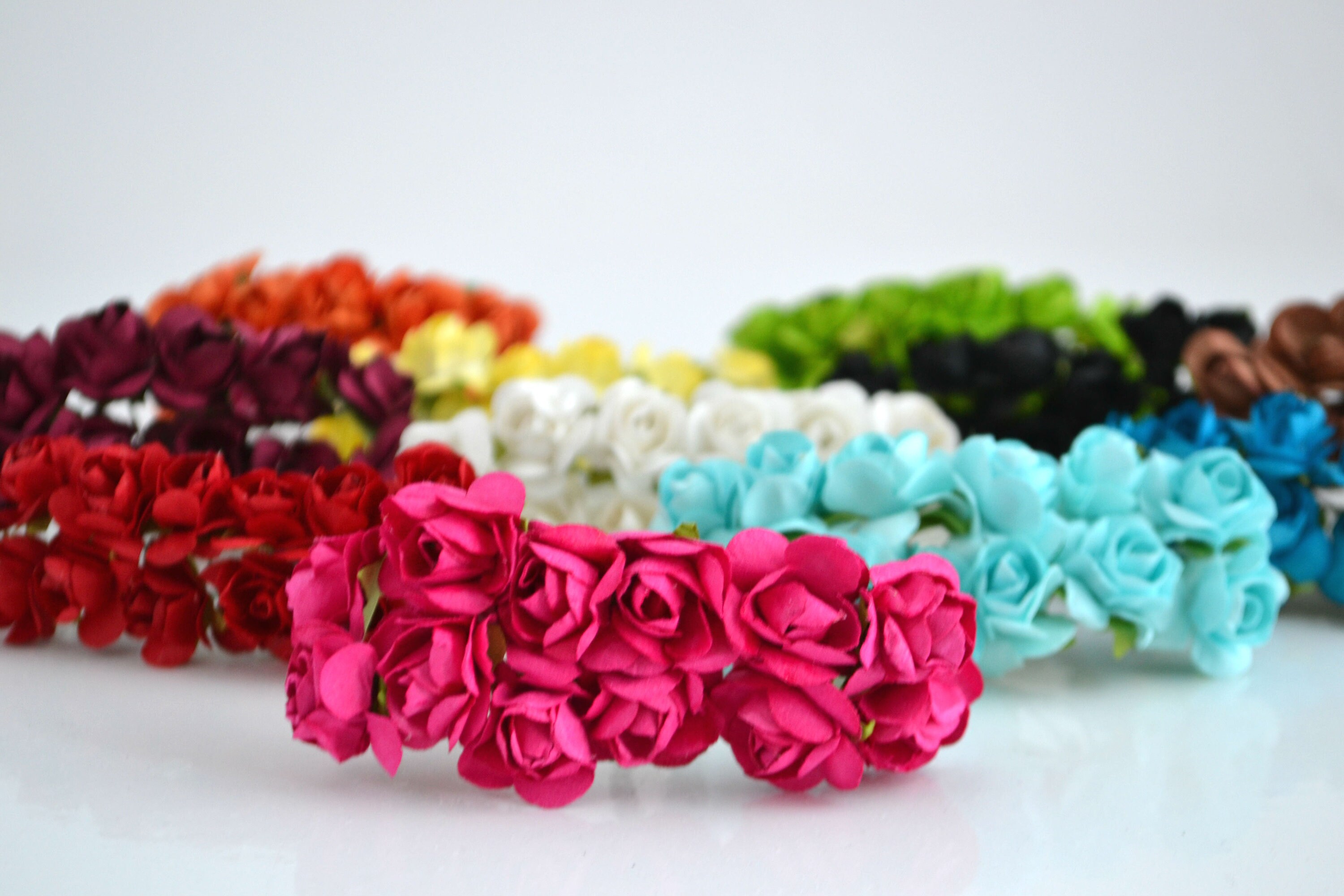 1.5 cm Mini paper flowers Small paper roses Scrapbook flowers | Etsy