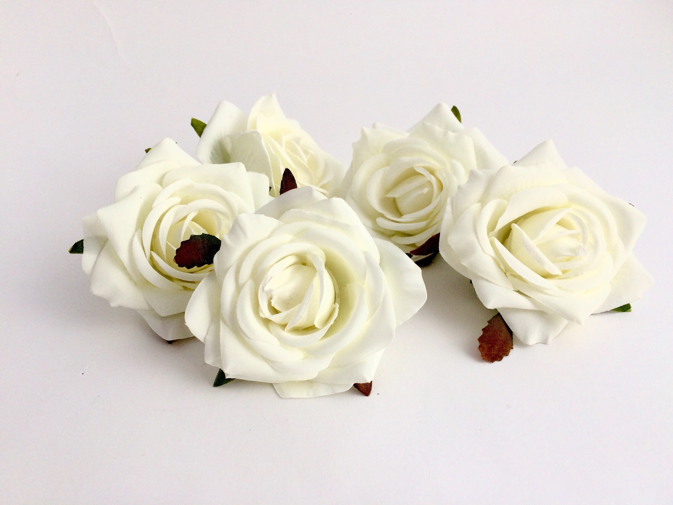 White Silk Rose Head Artificial Roses Faux Roses Fake Flowers | Etsy