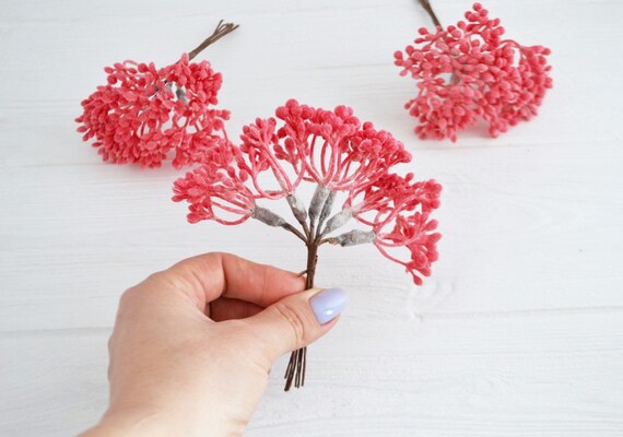 3 Bundles Coral Artificial Berry Fake Berry Floral Filler - Etsy