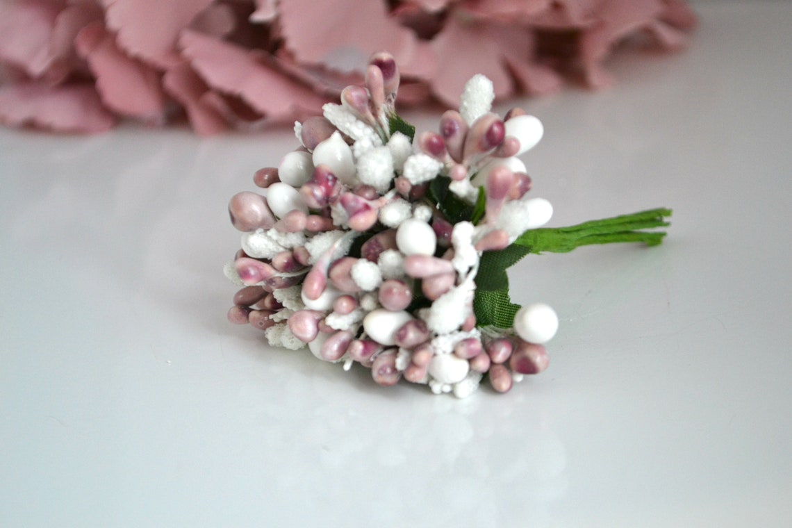 Beige White Berry 12 Stems Artificial Berries Pip Berry Floral | Etsy