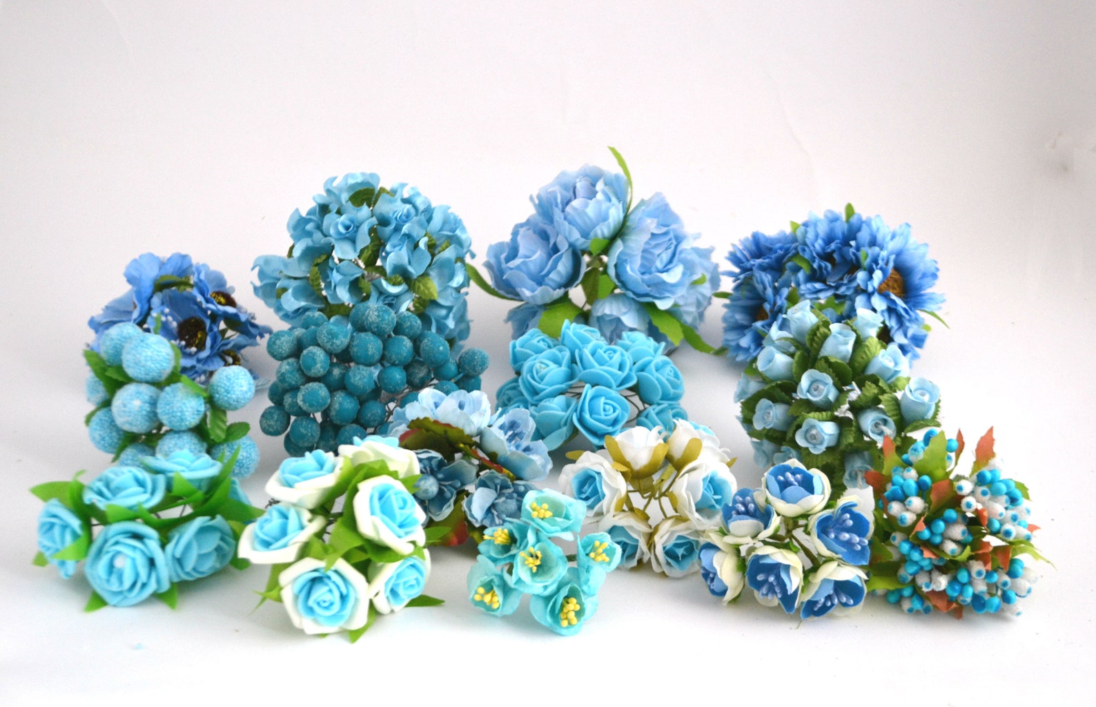 Light Blue Artificial Flowers Set of Mini Bouquets Fake - Etsy