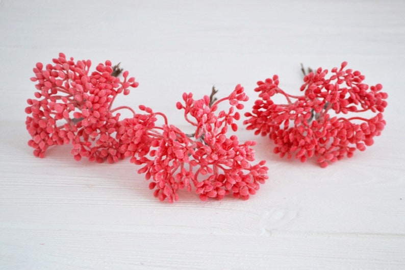 3 Bundles Coral Artificial Berry Fake Berry Floral Filler - Etsy