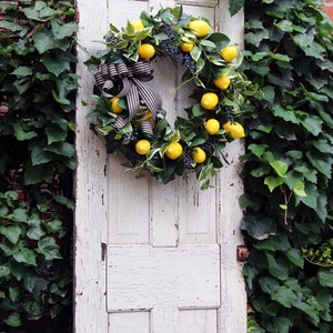 Lemon Wreath, Summer Front Door Wreath W/ Lemons, Front Porch Patio ...