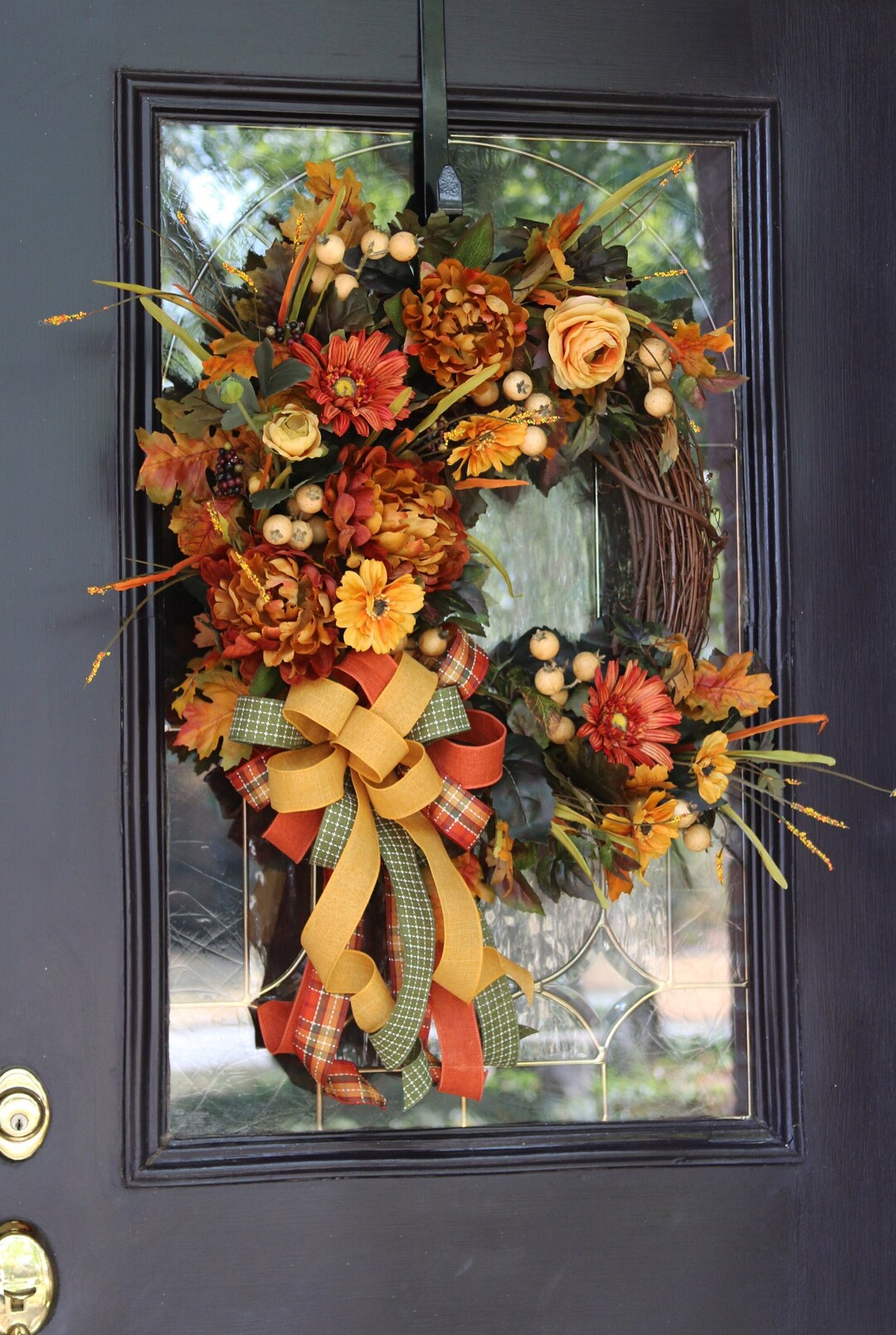 Rust & Gold Fall Wreath Front Door, Autumn Decor, Classic Fall Wreath ...
