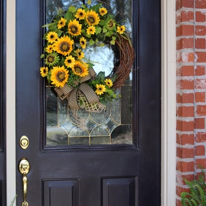 Spring Sunflower Wreath for Front Door, Spring Wreath, Sunflower Porch ...