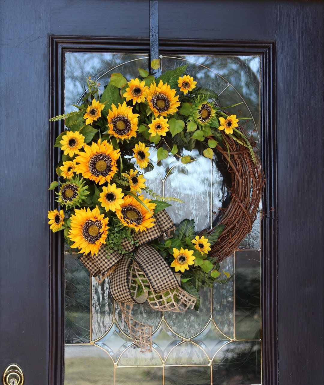 Summer Sunflower Wreath for Front Door, Summer Wreath, Sunflower Porch ...