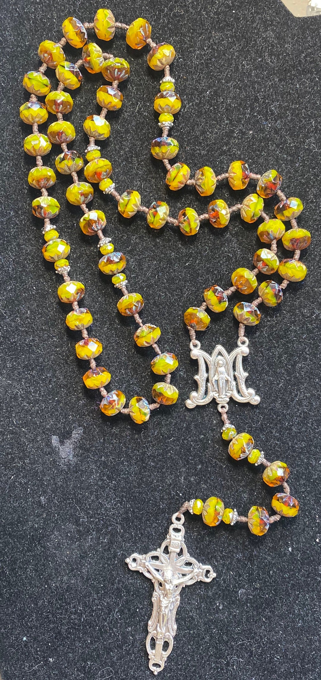 Ave Maria / Miraculous Medal Traditional Rosary | Deep Yellow Picasso ...