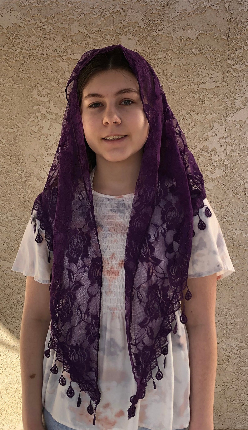 Floral Raindrop Lace Catholic Chapel Veil Handmade and - Etsy