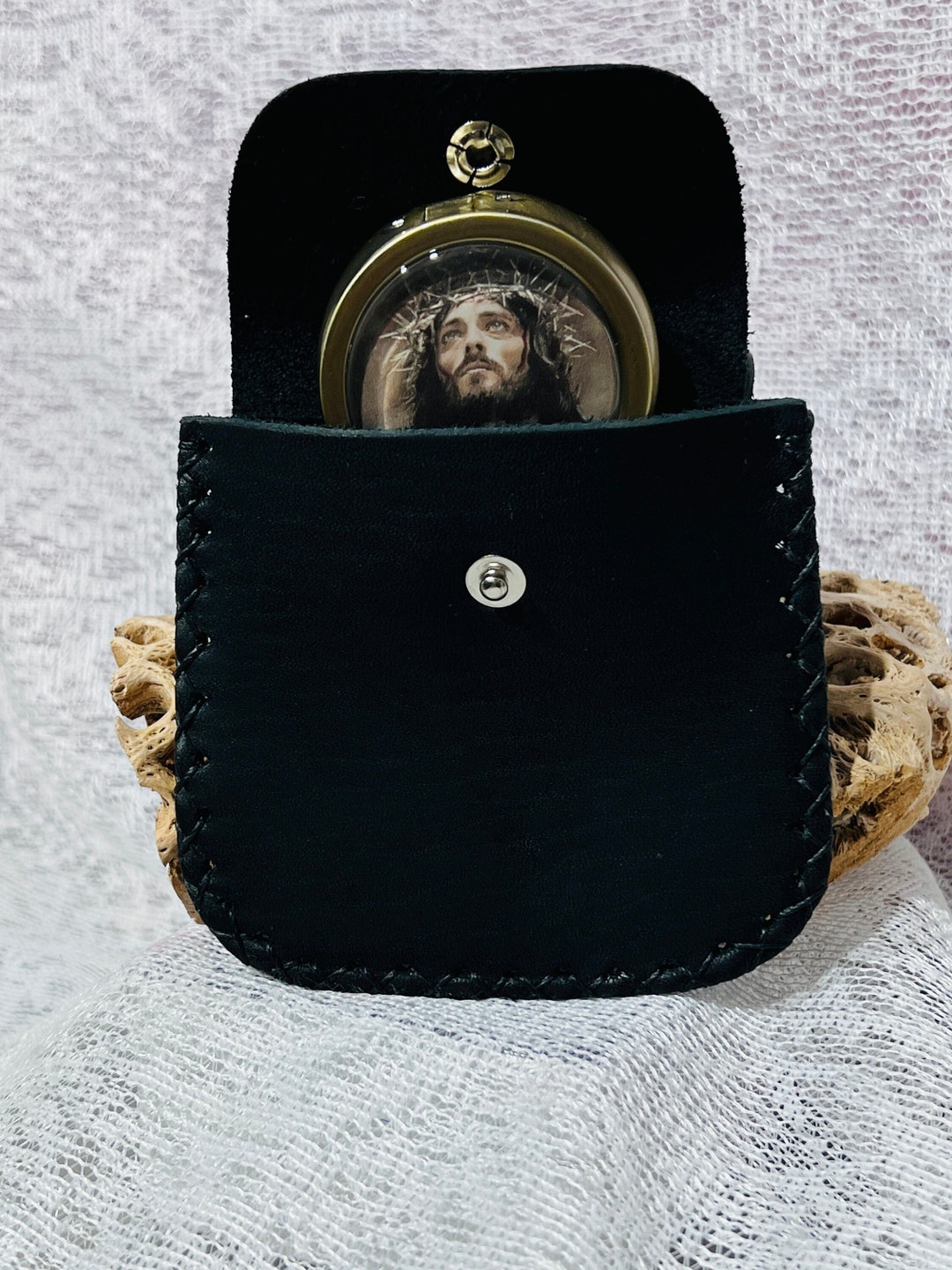 Handmade Holy Communion Pyx With Leather Burse: Jesus and the Crown of ...