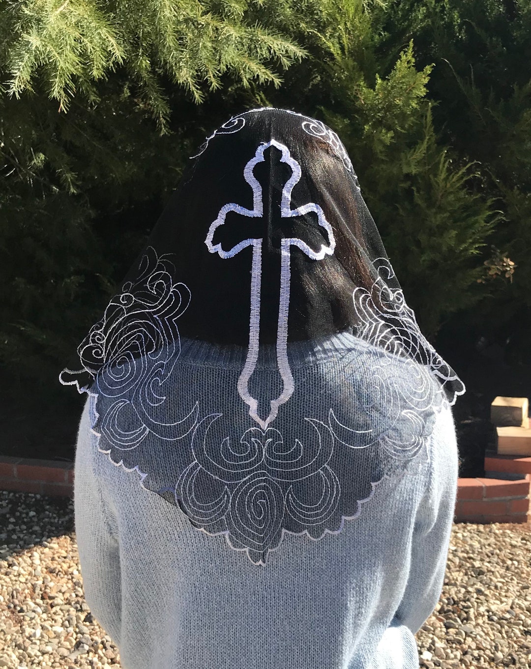 Spanish Lace White "cross" Catholic Chapel Veil Handmade and ...