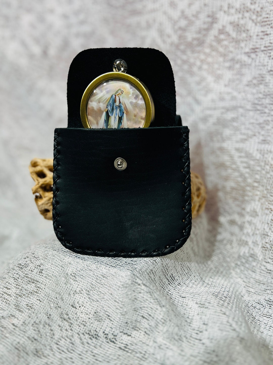 Handmade Holy Communion Pyx With Leather Burse: Miraculous Mother Brass ...