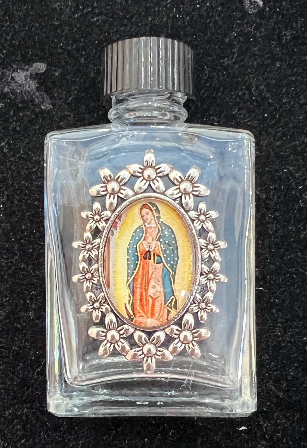 Glass Holy Water / Holy Oil 2 Oz. Bottle Embossed With a Virgin De ...