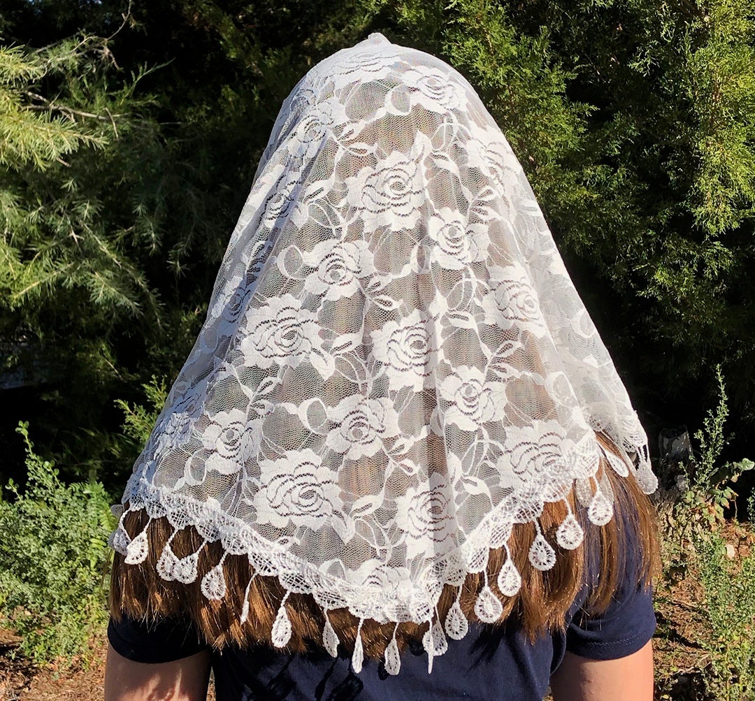 Floral Raindrop Lace Catholic Chapel Veil Handmade and - Etsy