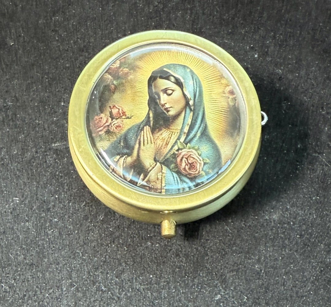 Our Lady of Guadalupe Pyx: Brass Tone Holy Communion Container - Etsy