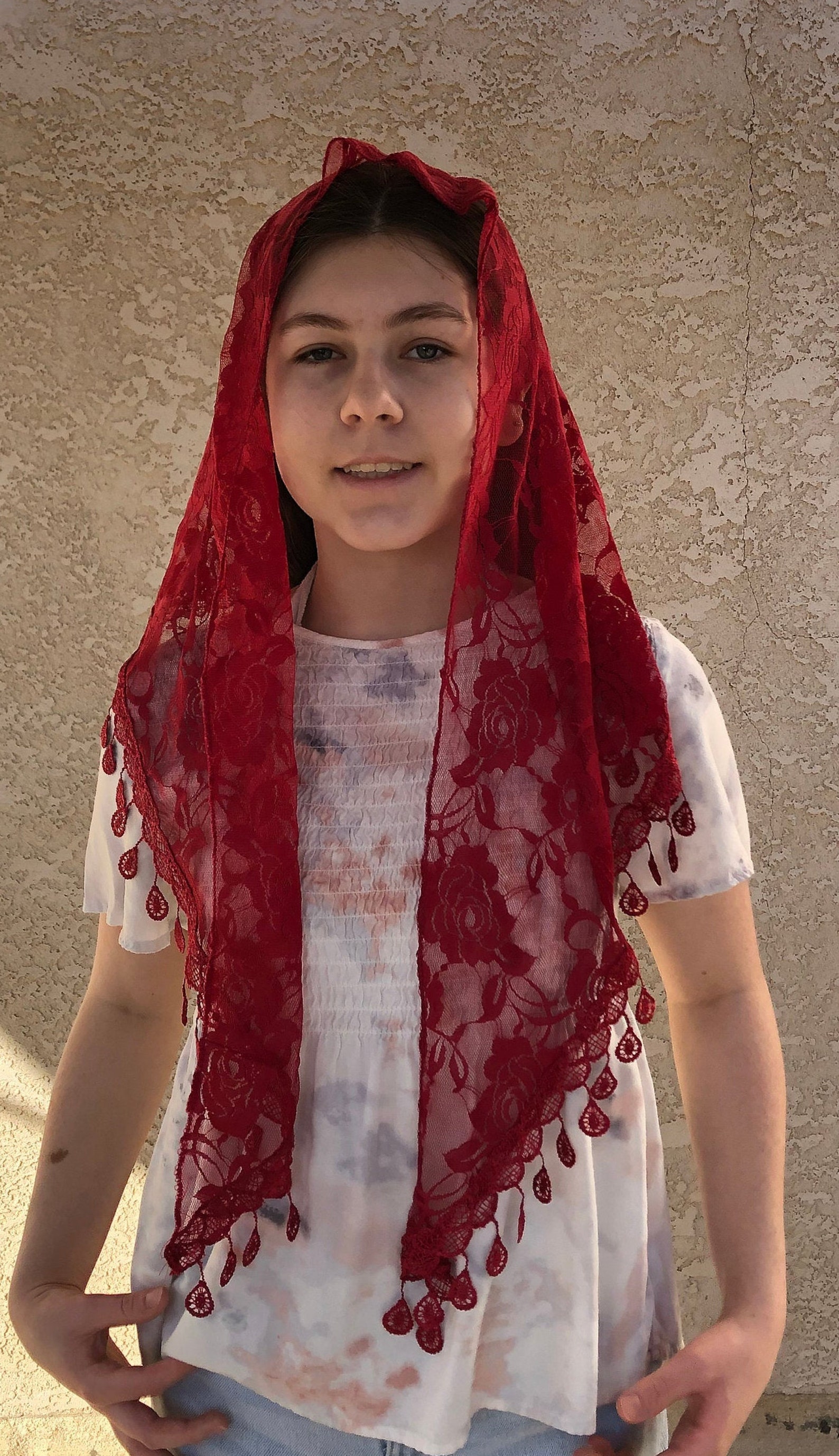 Floral Raindrop Lace Catholic Chapel Veil Handmade and - Etsy