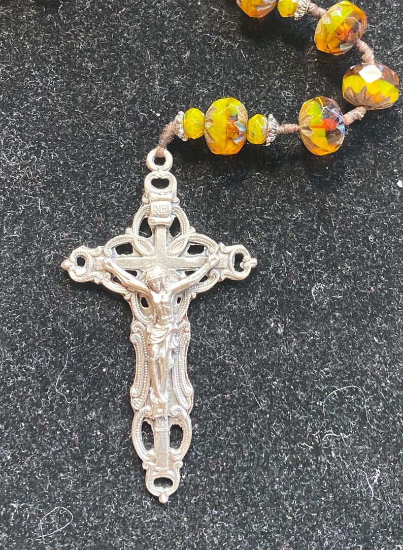 Ave Maria / Miraculous Medal Traditional Rosary | Deep Yellow Picasso ...