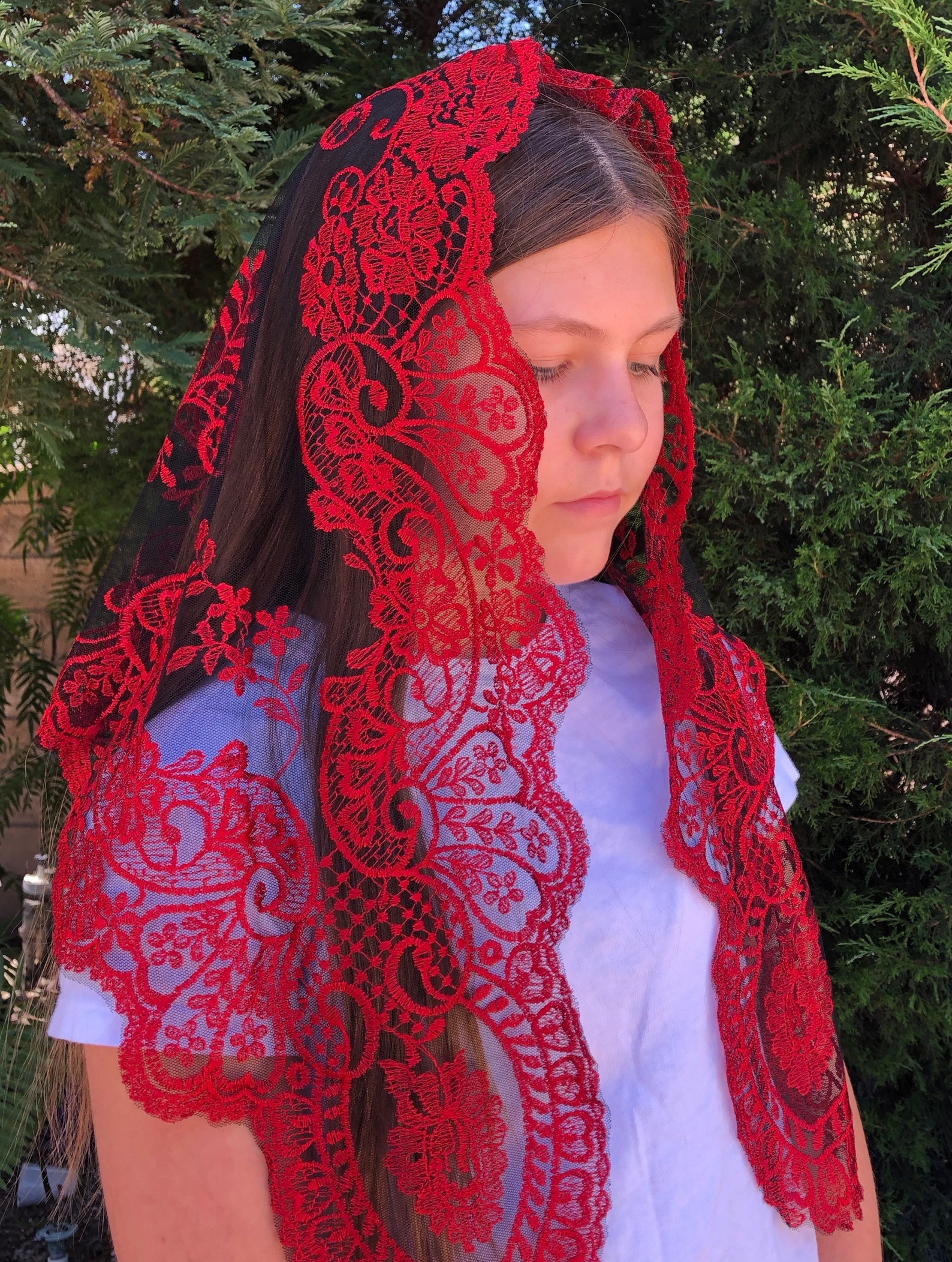 Spanish Lace Catholic Chapel Veil Handmade and Embroidered | Etsy