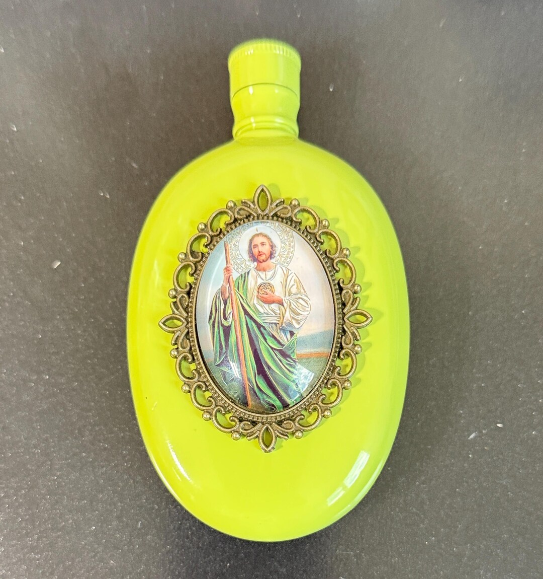 Saint Jude Holy Oil Flask: Embossed Stainless Steel Bottle (3oz) - Etsy