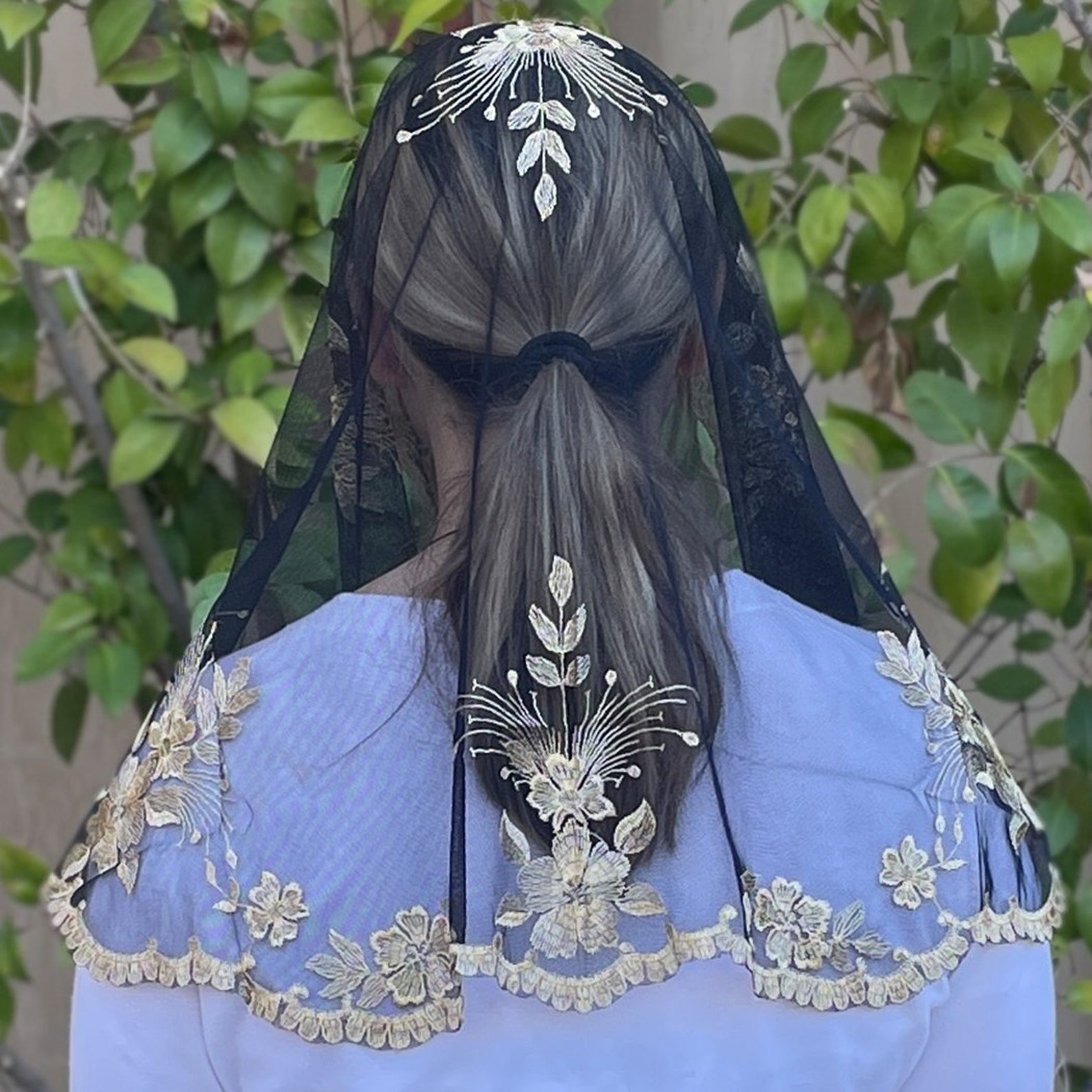 Spanish Lace Catholic X-long Chapel Veil Handmade and Embroidered ...